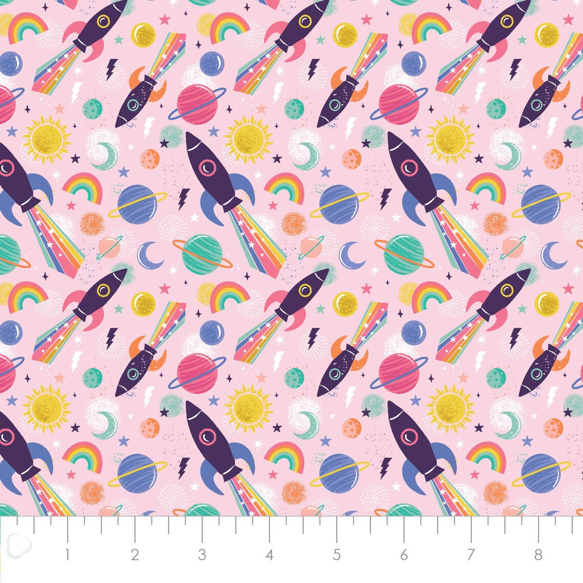 Space Cotton Fabric by the Yard Magical Space Cosmic Rockets - Etsy