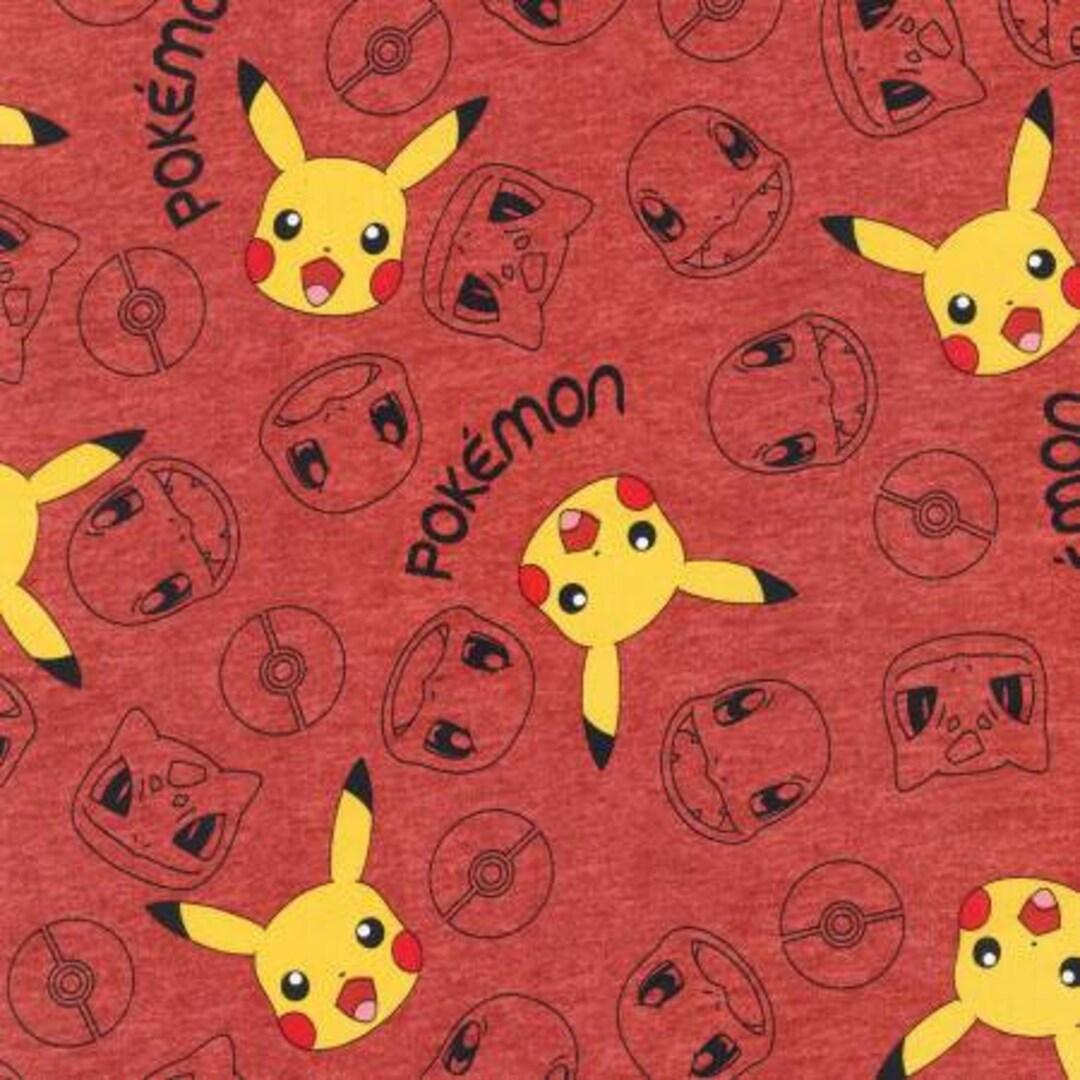 Pokemon Fabric by the Yard Pokemon Characters on Jersey Red Robert ...