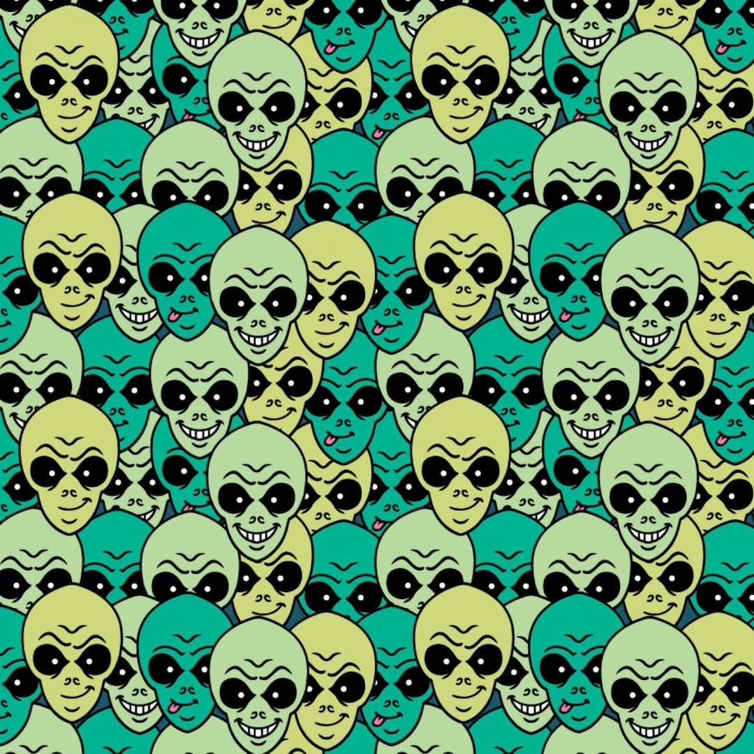 Alien Cotton Fabric by the Yard - I Want to Believe Extraterrestrials ...
