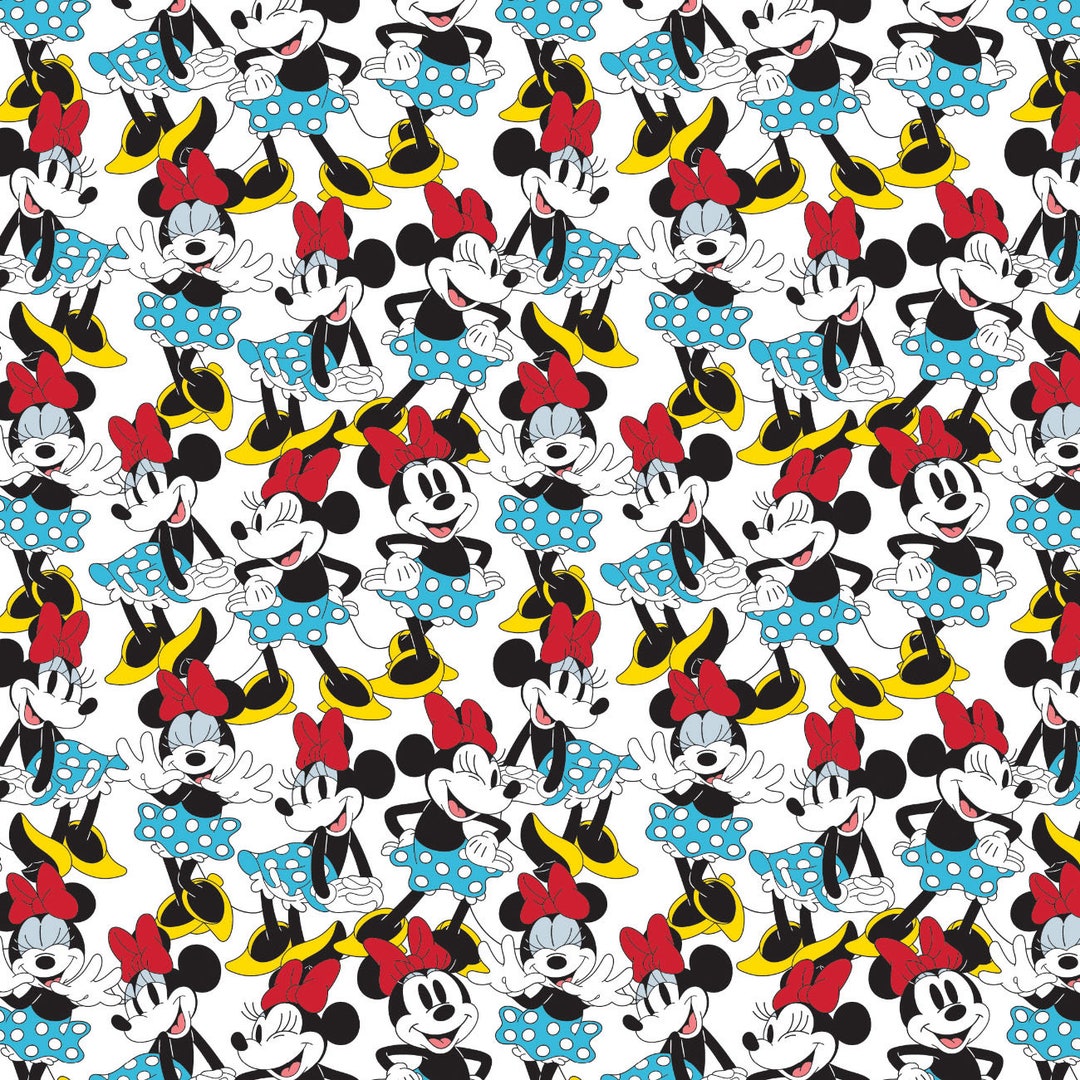 Mickey Mouse Cotton Fabric by the Yard - Mickey and Friends Minnie True ...