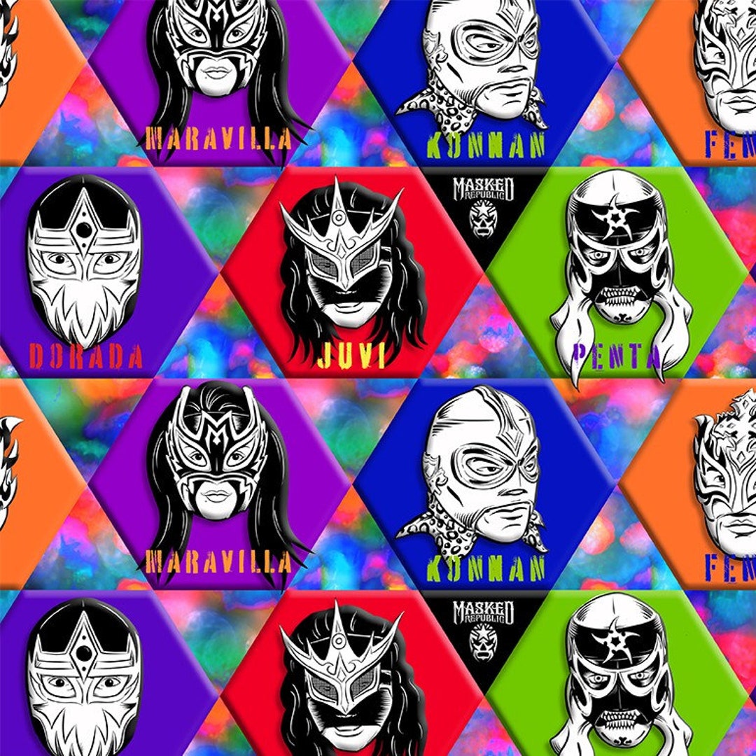 Lucha Libre Cotton Fabric by the Yard - Legends of Lucha Libre - Lucha ...