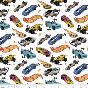 Hot Wheels Cotton Fabric by the Yard - Hot Wheels Made to Race Car Race ...