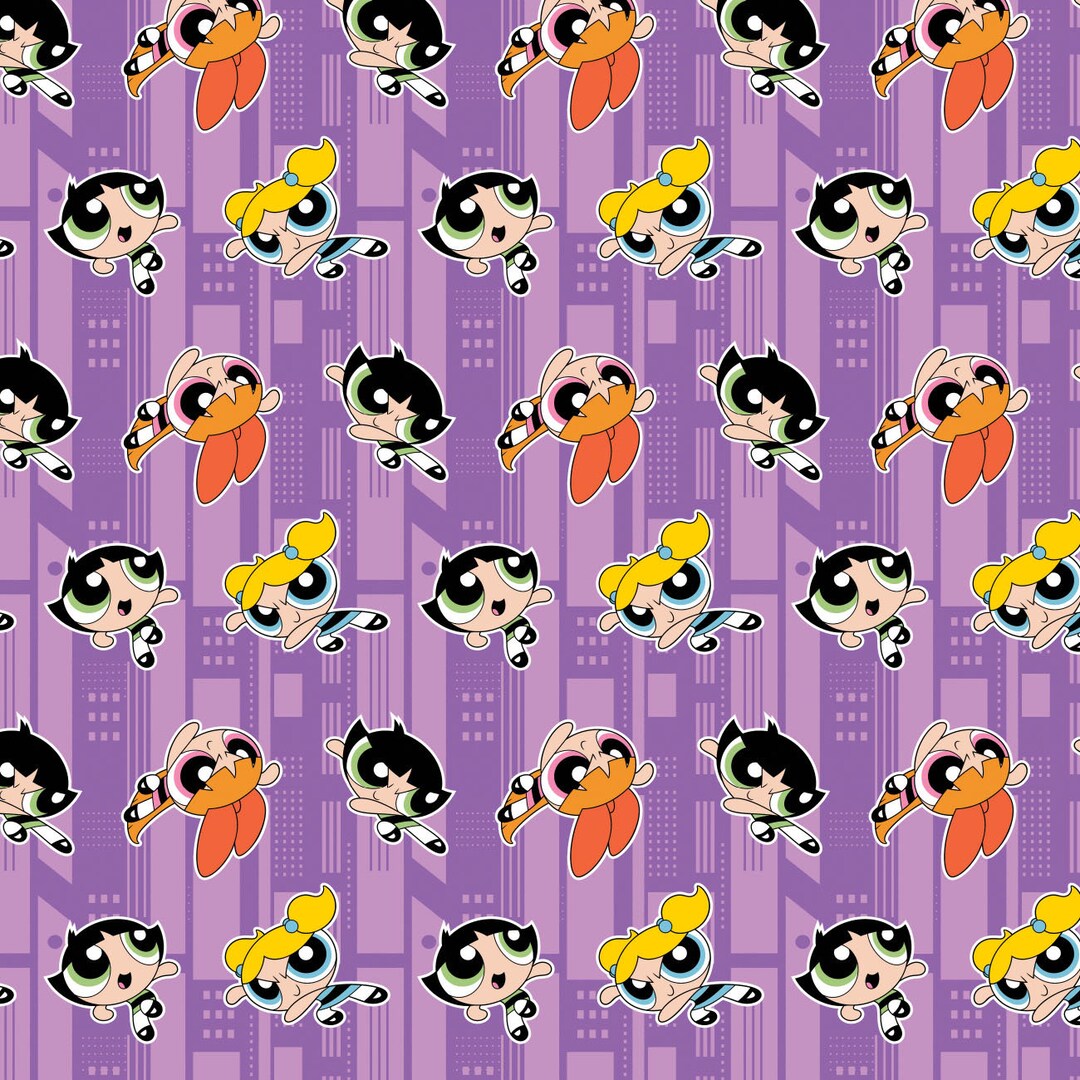 Powerpuff Girls Cotton Fabric by the Yard - Powerpuff Girls Fighting ...