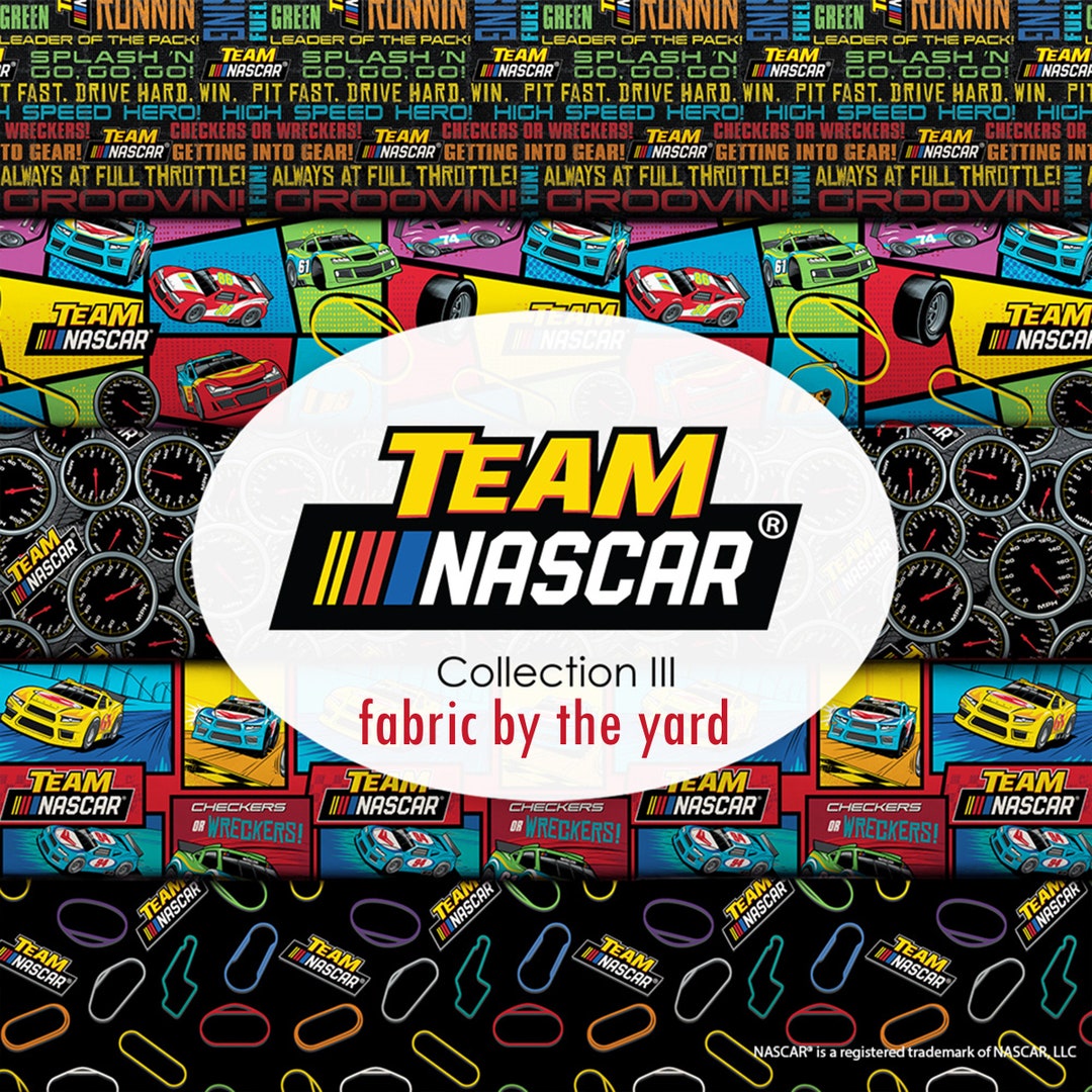NASCAR Cotton Fabric by the Yard NASCAR III Collection by Camelot - Etsy