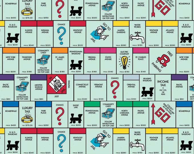 Monopoly Cotton Fabric by the Yard - Hasbro Gaming III Monopoly Board ...