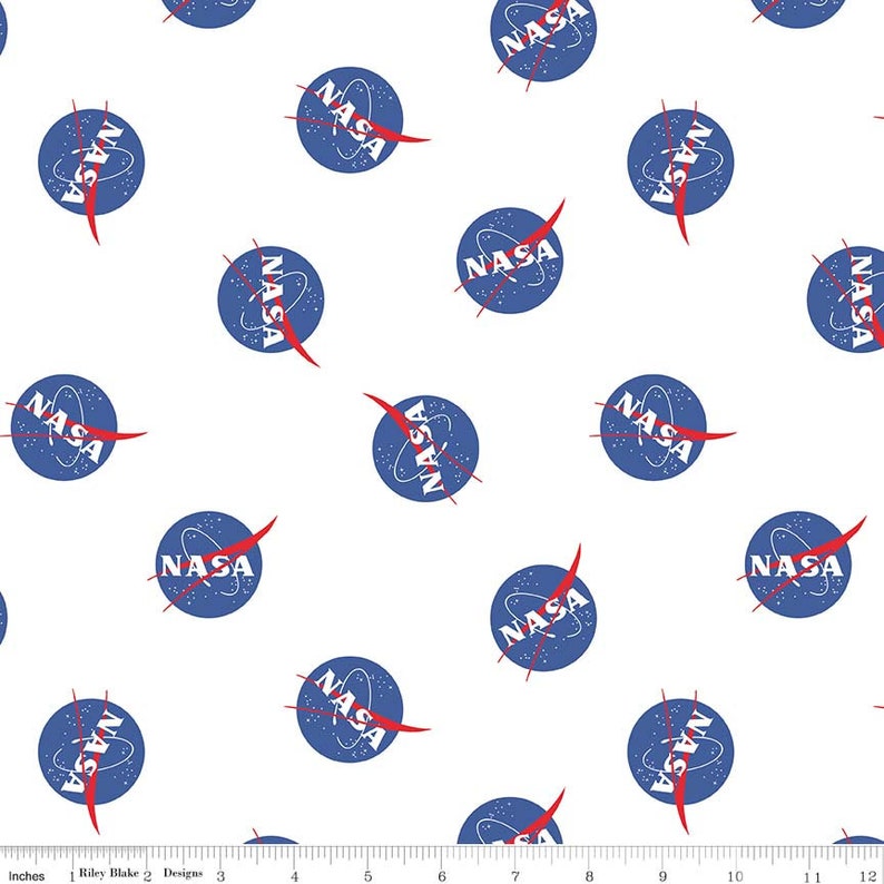 NASA Fabric by the Yard NASA Logo on White Riley Blake - Etsy