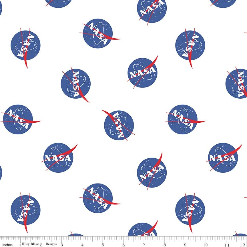 NASA Fabric by the Yard NASA Logo on White Riley Blake - Etsy