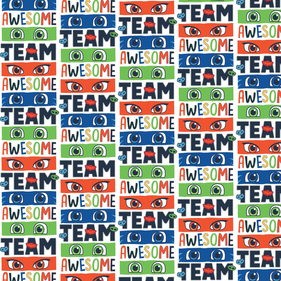 PJ Masks Cotton Fabric by the Yard - PJ Masks Team Awesome Multi ...