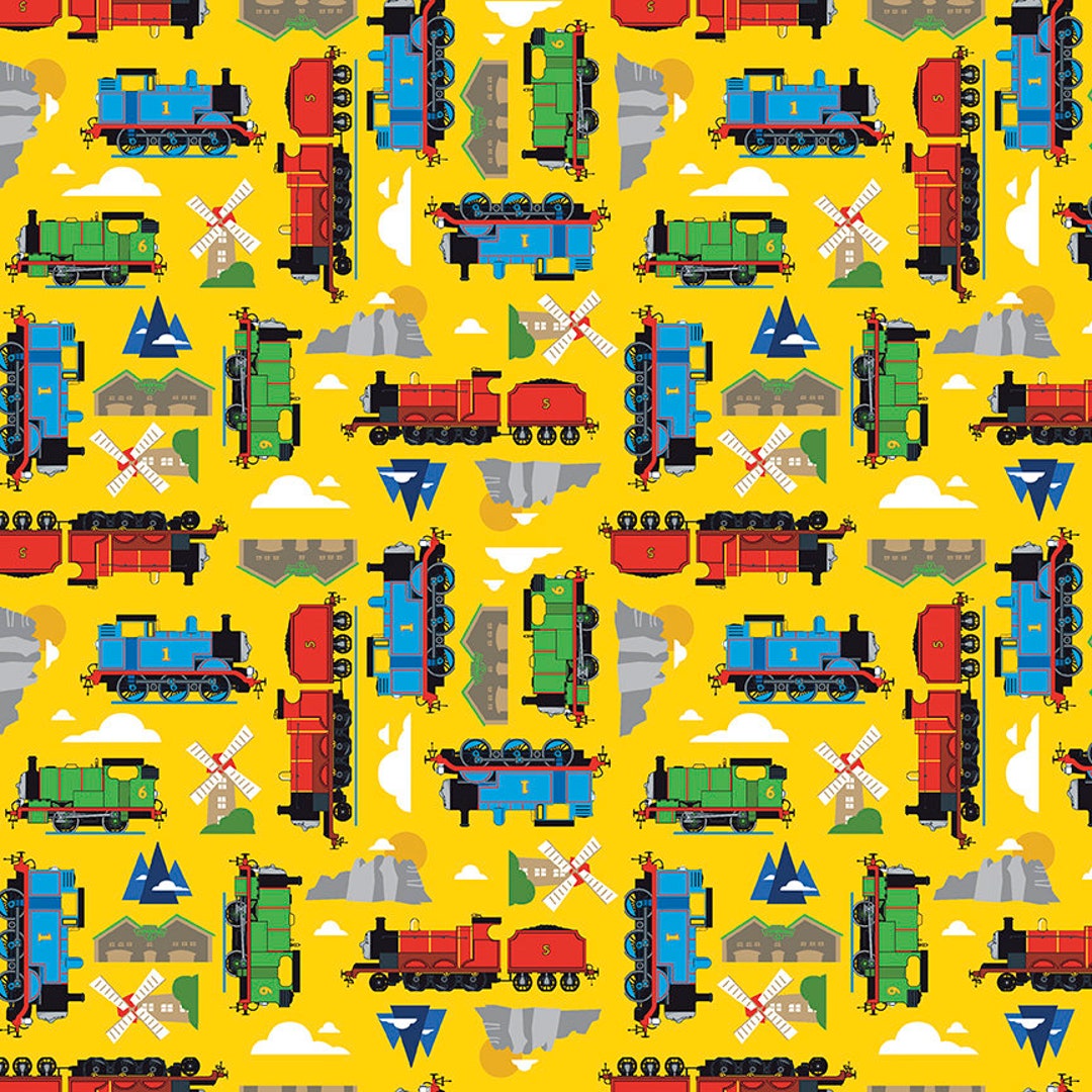 Thomas the Train Fabric by the Yard All Aboard With Thomas and Friends ...