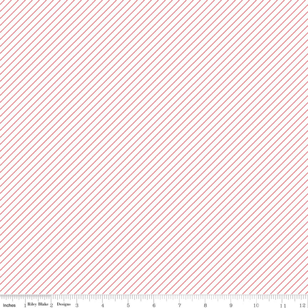 Striped Cotton Fabric by the Yard - Cheerfully Red Stripe White - Riley ...