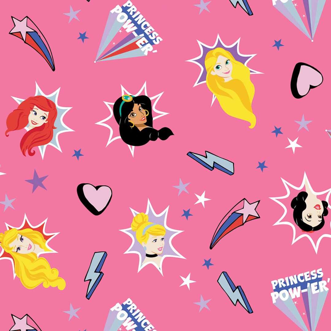 Disney Princess Cotton Fabric by the Yard - Princess Burst Pink ...