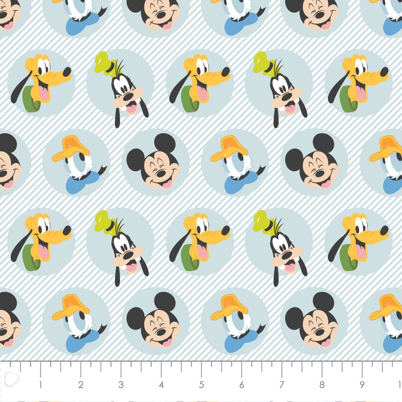 Mickey Mouse Cotton Fabric by the Yard Mickey Mouse Play All - Etsy