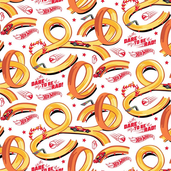 Hot Wheels Cotton Fabric by the Yard Track White Riley | Etsy