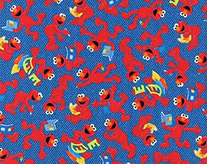 Sesame Street Cotton Fabric by the Yard - Elmo Blue - QT Fabrics 28545 ...