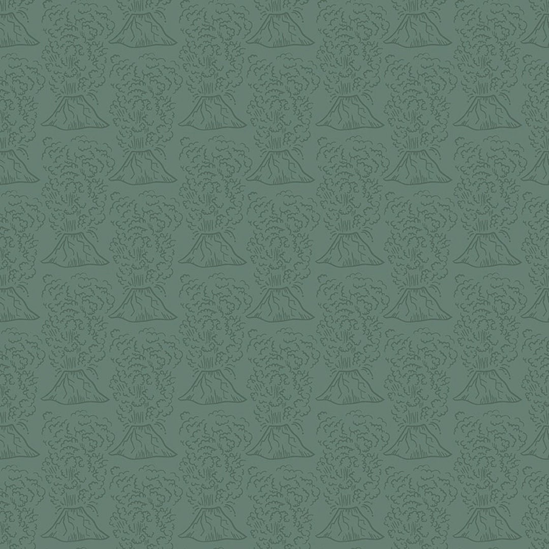 Volcano Cotton Fabric by the Yard - Roar by Citrus and Mint - Volcanoes ...