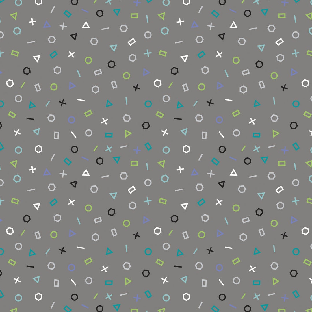 Video Game Cotton Fabric by the Yard 80s Arcade Gaming Icons Gray ...