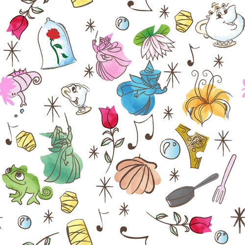 Disney Princess Fabric 100 Cotton Fabric By The Yard Etsy
