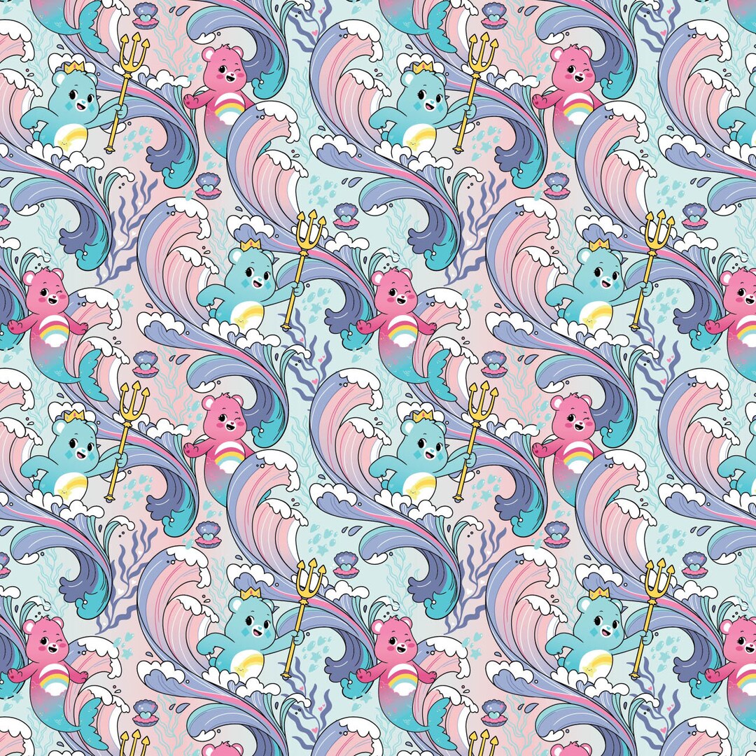 Care Bears Cotton Fabric by the Yard - Care Bears Mer Bears Main Pink ...