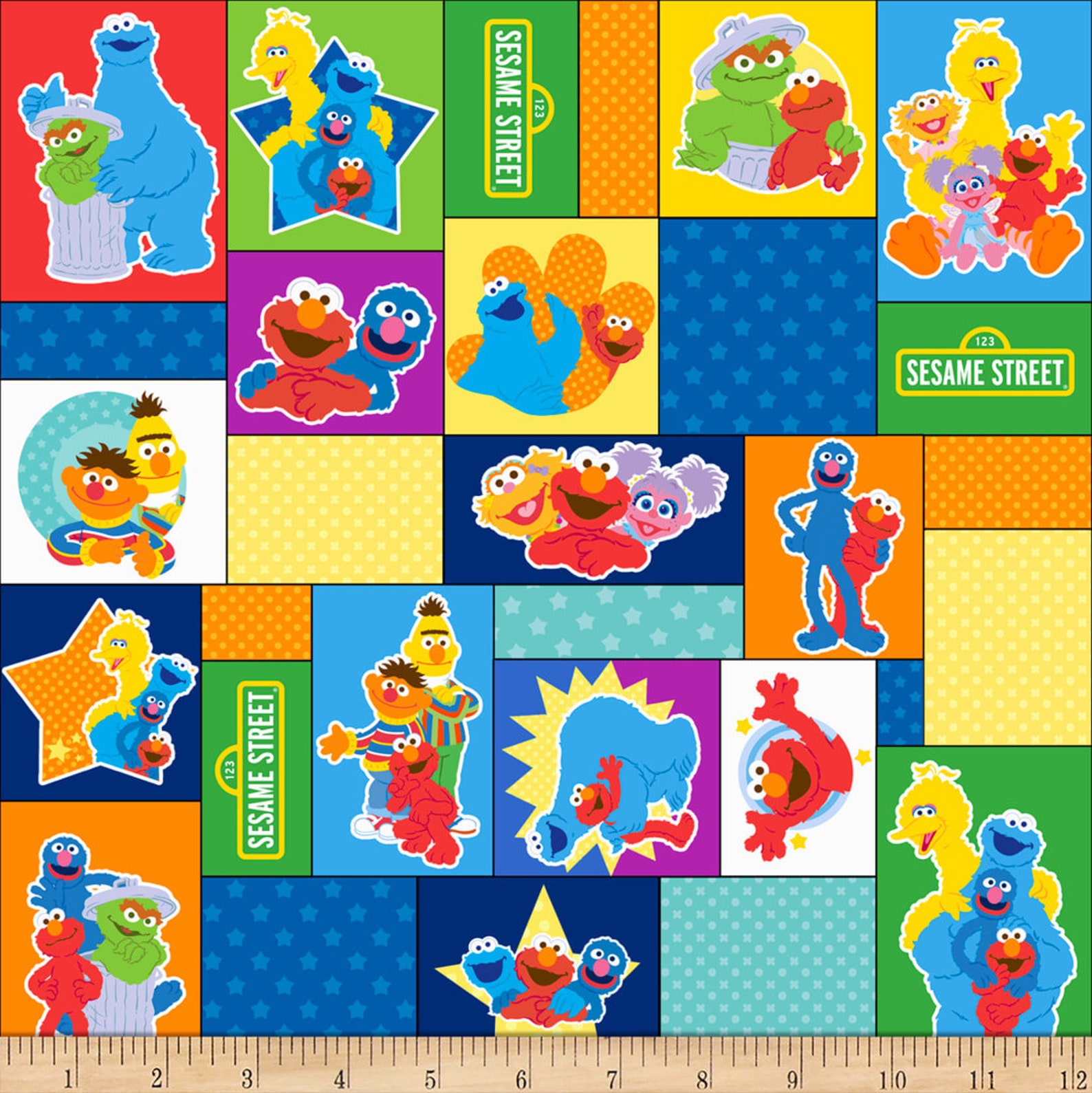 Sesame Street Cotton Fabric by the Yard Character Blocks - Etsy