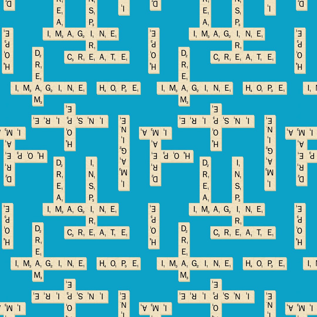 Scrabble Cotton Fabric by the Yard - Hasbro Gaming III Scrabble Find ...