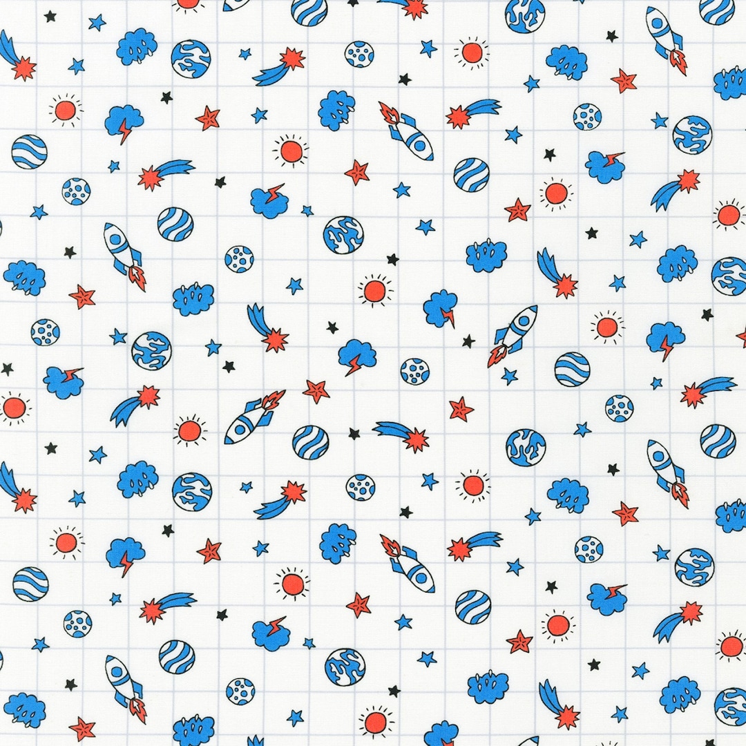 Space Cotton Fabric by the Yard - Space White - Robert Kaufman 850347D2 ...