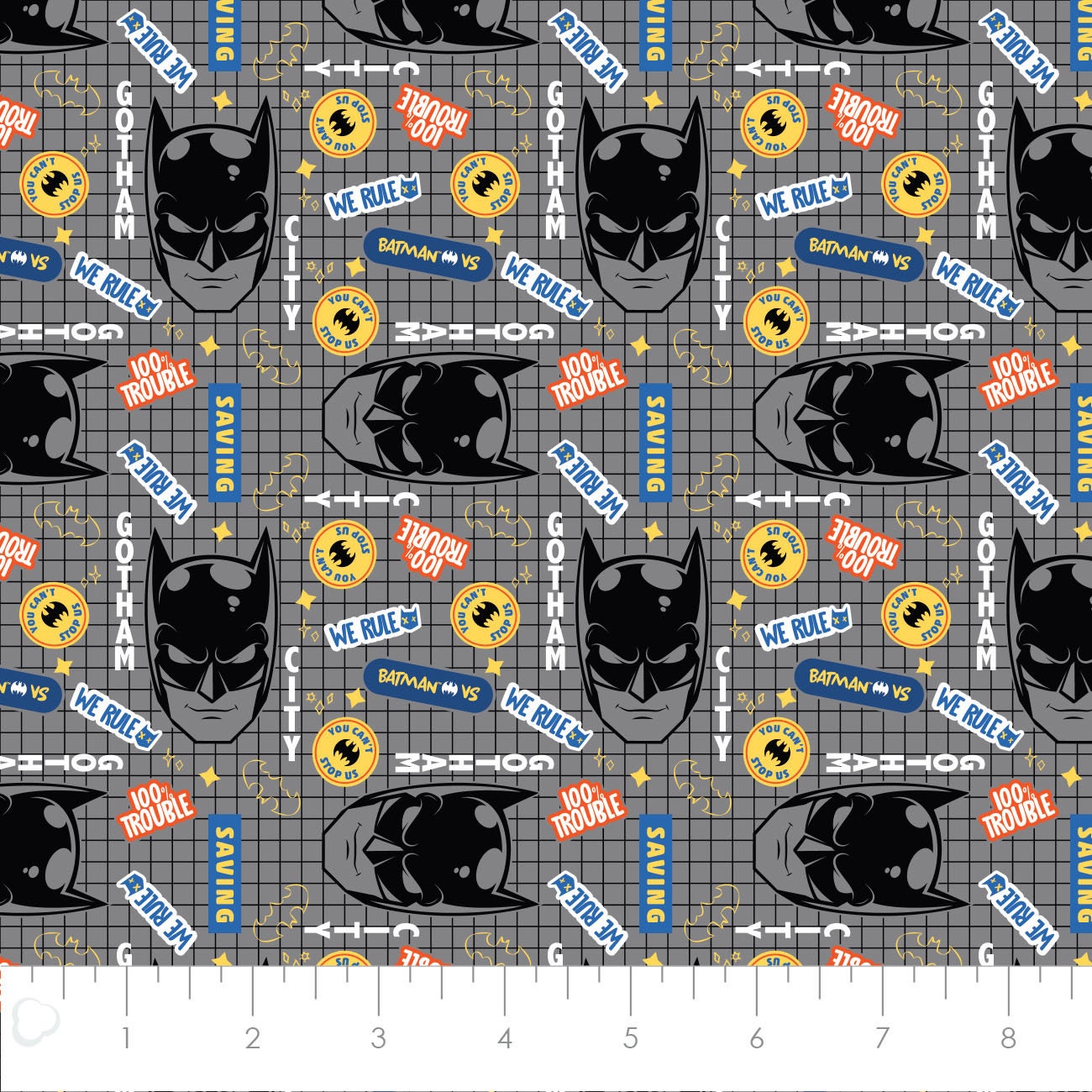 Batman Cotton Fabric by the Yard Batman Gotham City Gridlock - Etsy