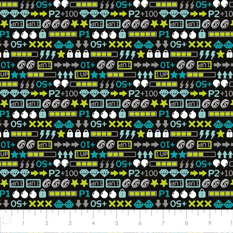 Video Game Cotton Fabric by the Yard Game on Icons Black - Etsy