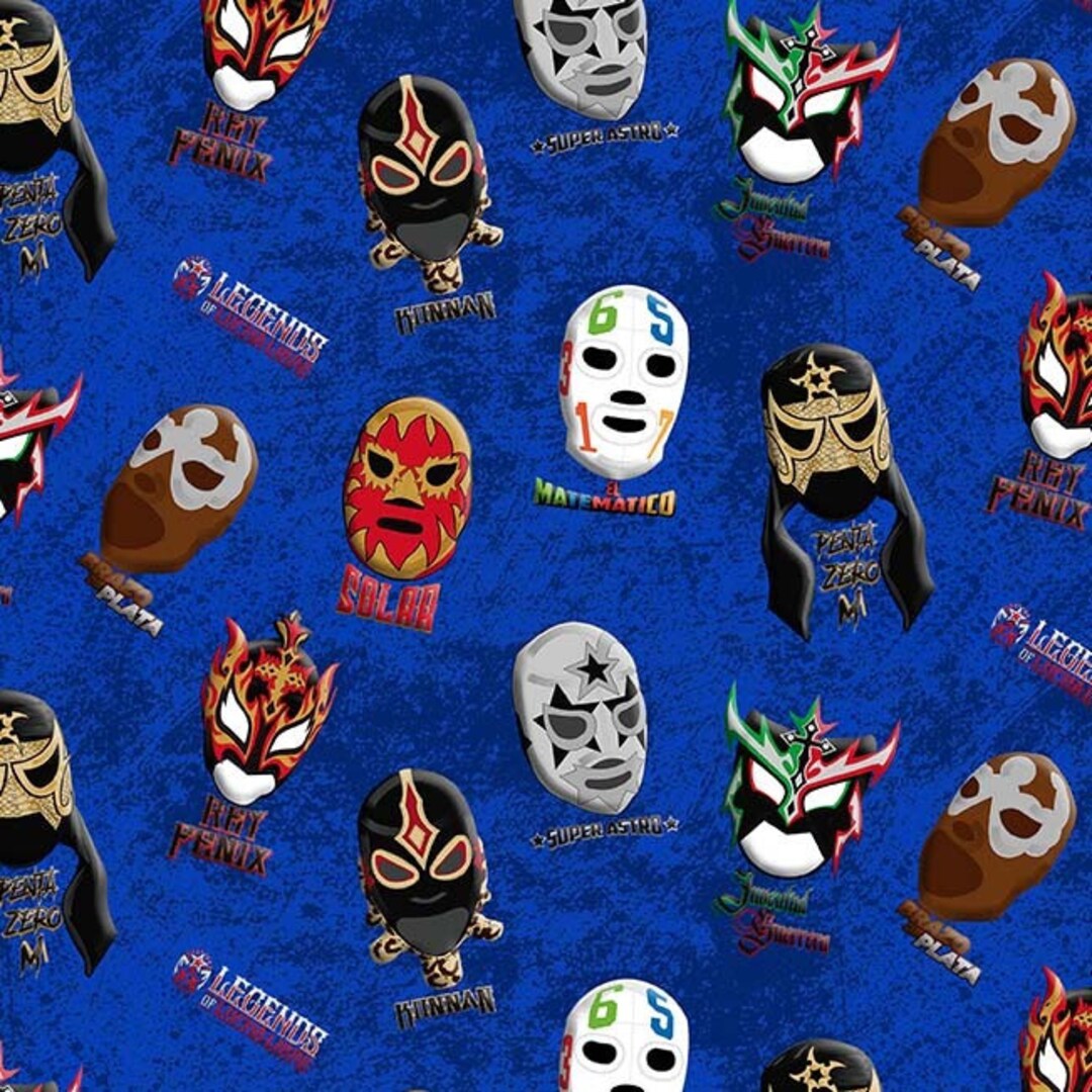 Lucha Libre Cotton Fabric by the Yard - Legends of Lucha Libre Masks ...