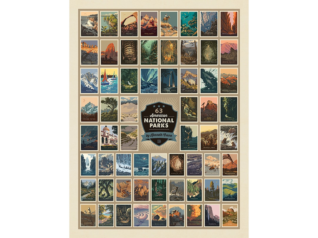 U.S. National Parks - 63 American National Parks Cotton Fabric Panel ...