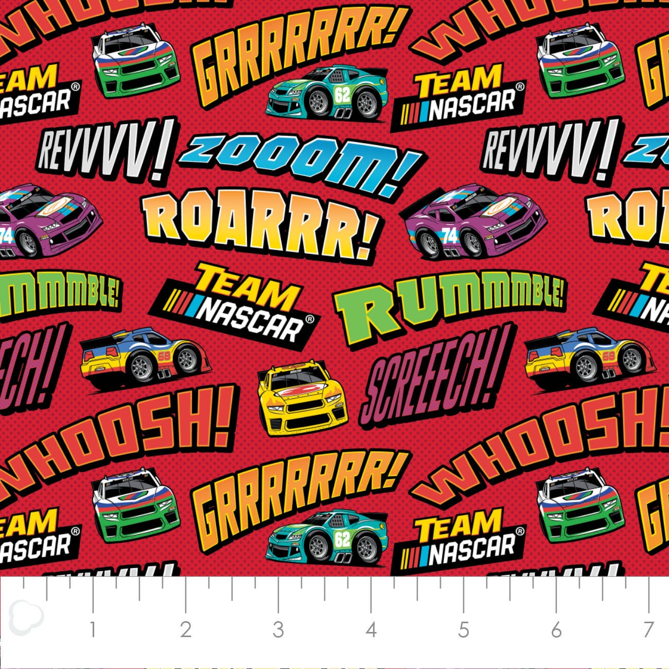 NASCAR Cotton Fabric by the Yard Race Car Revv Red Camelot - Etsy
