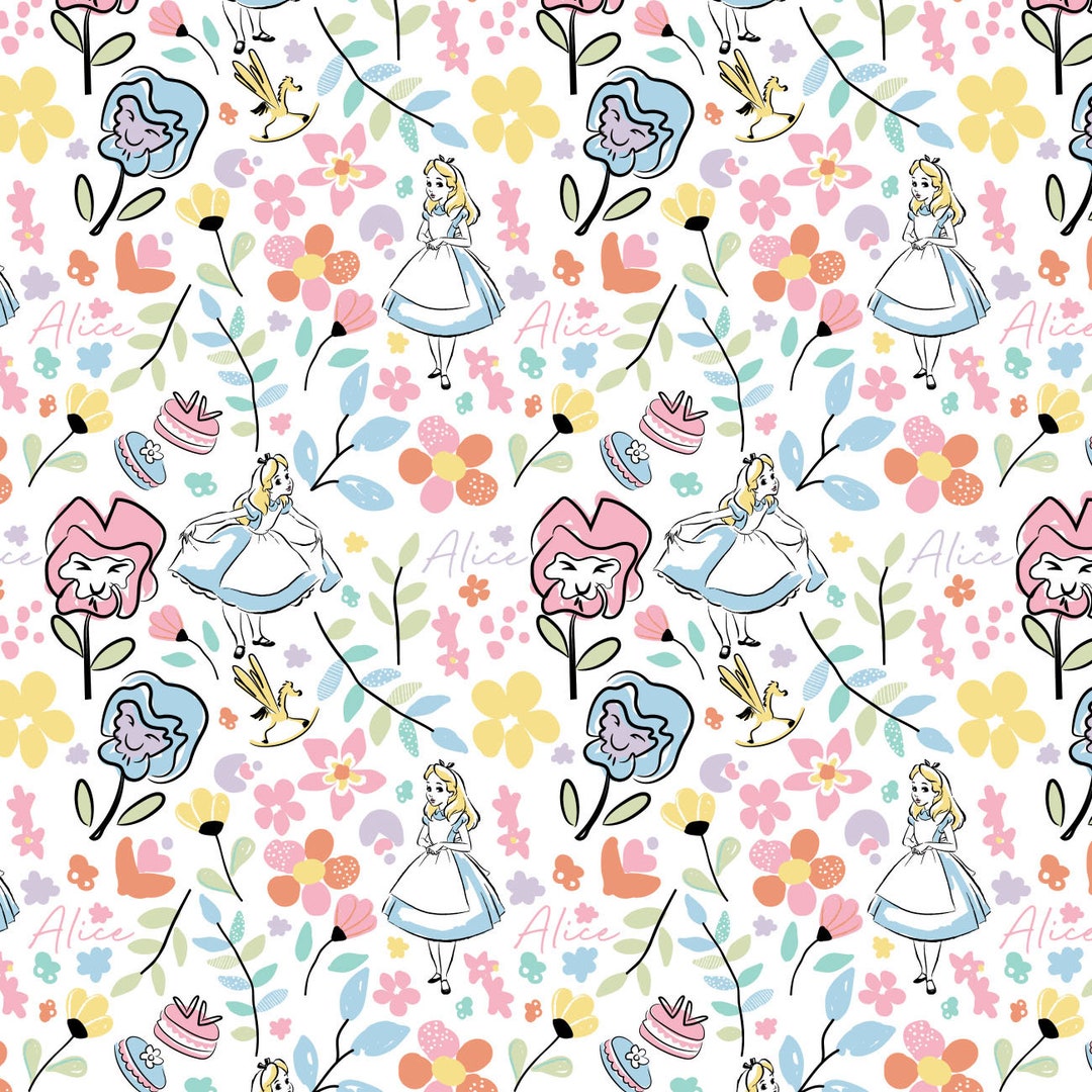 Alice in Wonderland Cotton Fabric by the Yard - Disney Alice in ...