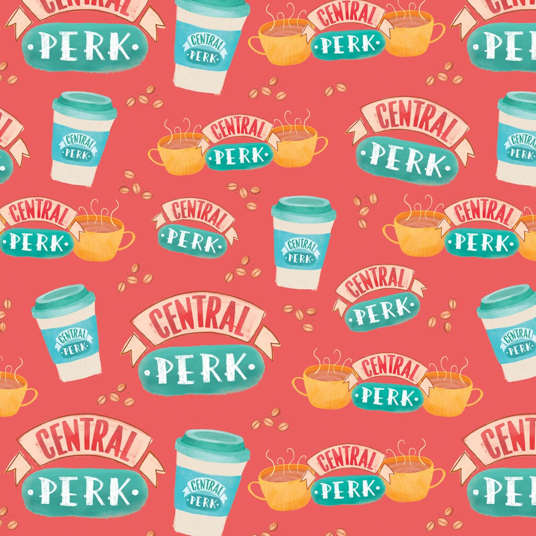 FRIENDS TV Show Cotton Fabric by the Yard - Friends Central Perk Coffee ...