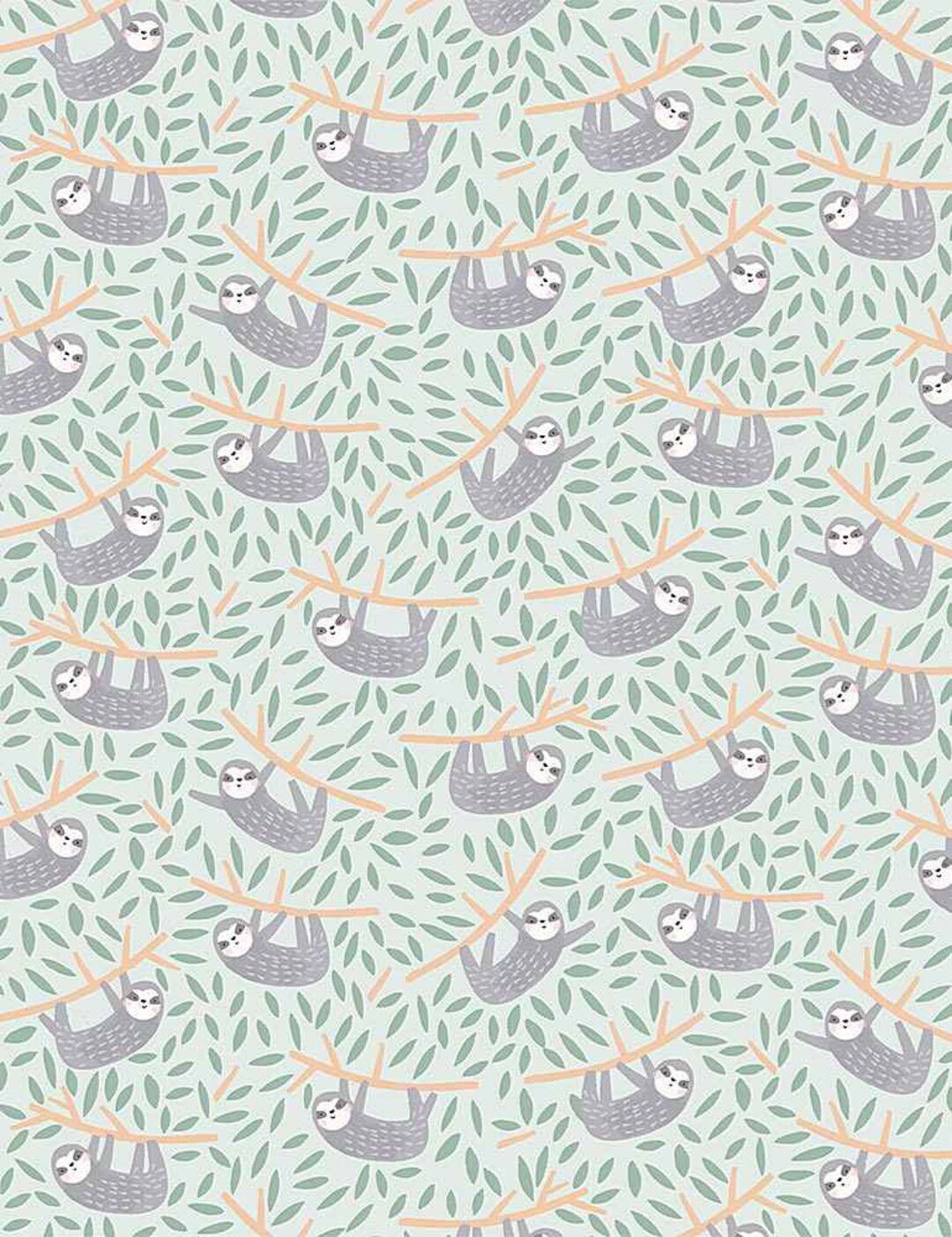 Sloth Cotton Fabric by the Yard - Call of the Wild Hanging in There ...