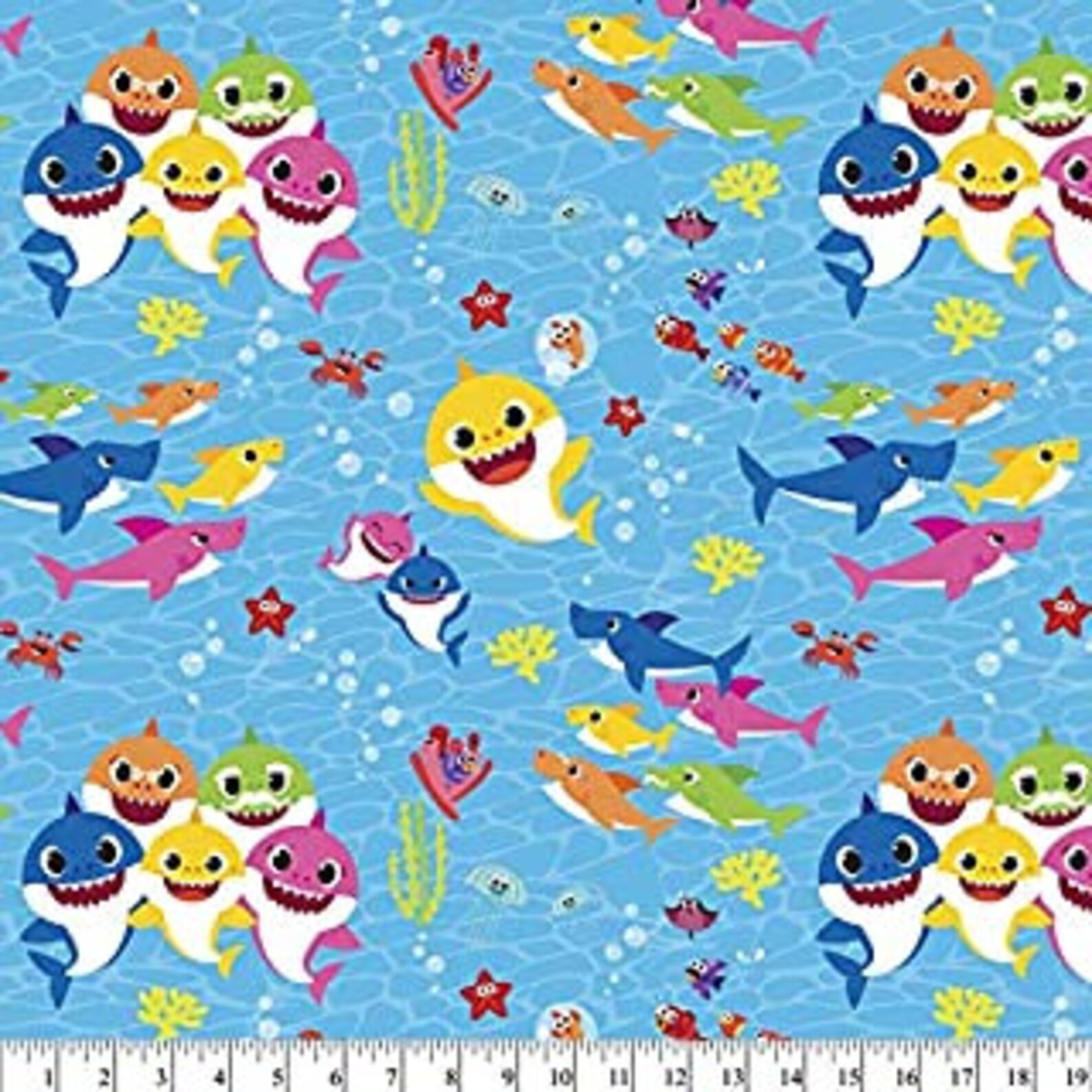 Baby Shark Cotton Fabric by the Yard Fun in the Ocean David Textiles BS ...