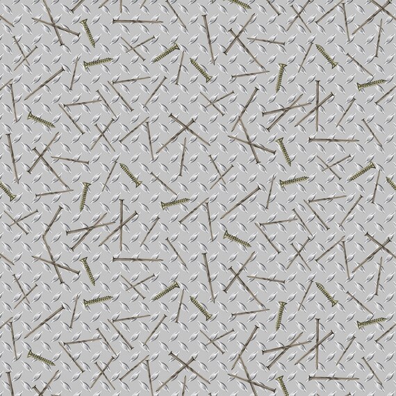 Tools Cotton Fabric by the Yard Man Cave Nail and Screw | Etsy