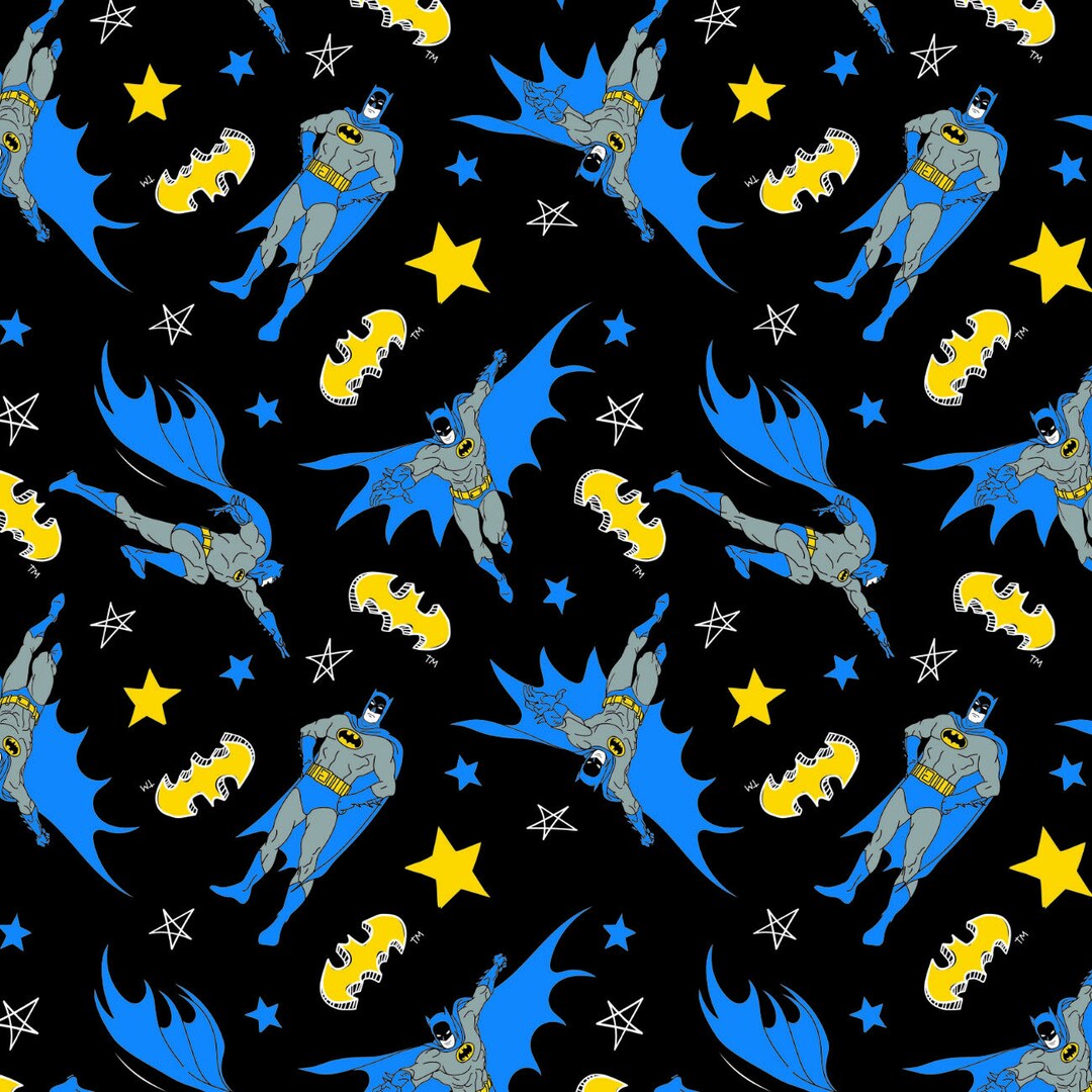 Batman Cotton Fabric by the Yard DC Comics Super Hero Doodles Batman ...