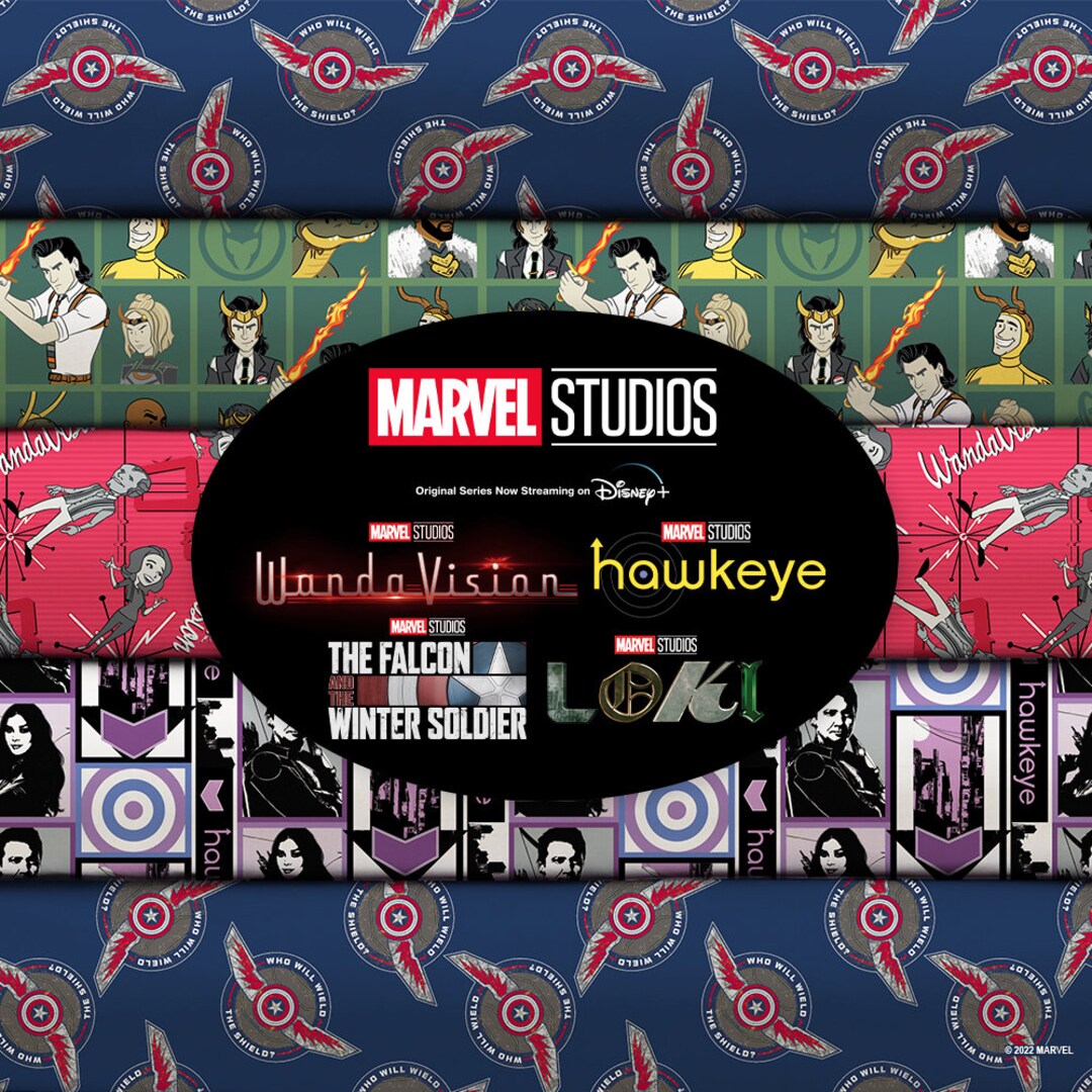 Marvel Superheroes Fabric by the Yard - Marvel Studios Disney+ ...