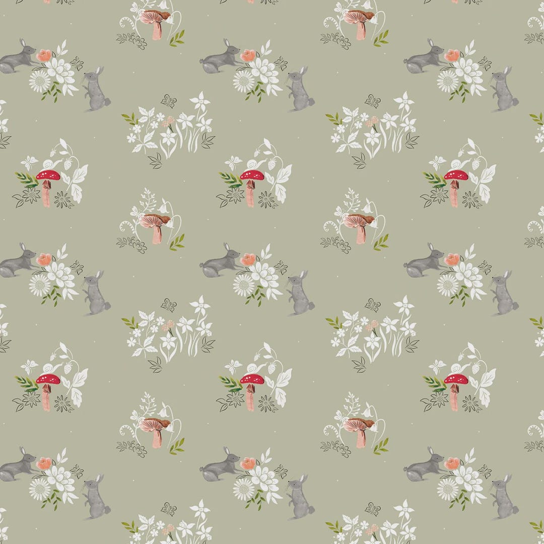 Woodland Cotton Fabric by the Yard - Floral Forest Ear-resistable ...