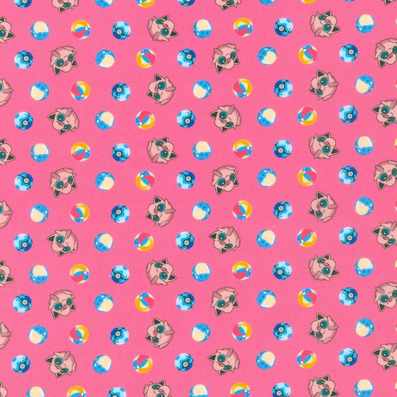 Pokemon Cotton Fabric by the Yard Pokemon Jigglypuff Pink - Etsy
