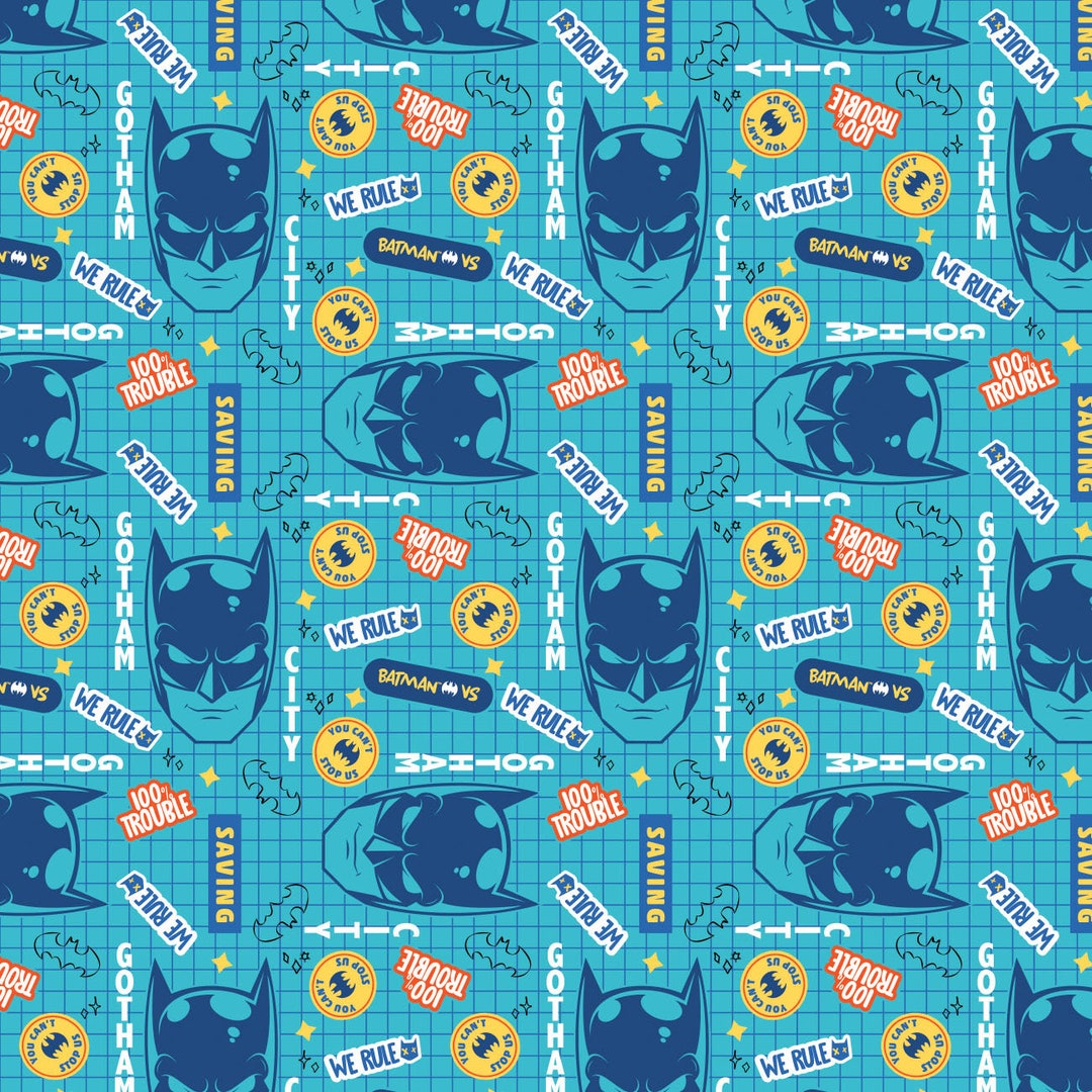 Batman Cotton Fabric by the Yard - Batman Gotham City Gridlock Blue ...