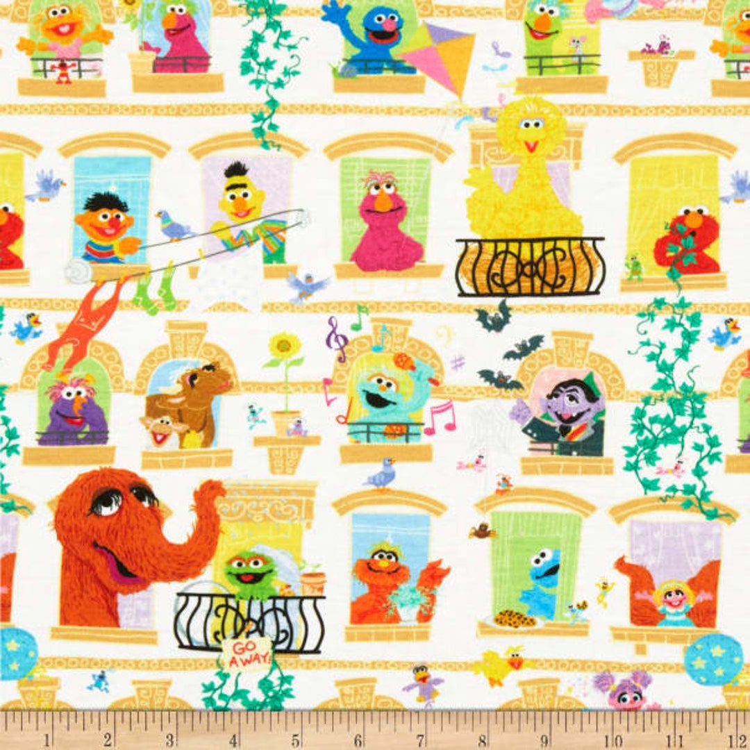 Sesame Street Cotton Fabric by the Yard Characters in - Etsy
