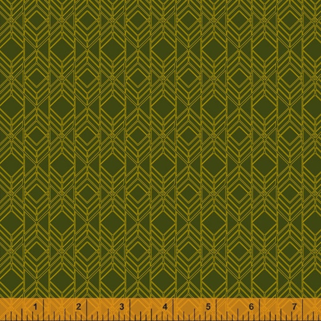 Geometric Cotton Fabric by the Yard - Leaf Filigree Cerulean - Windham ...