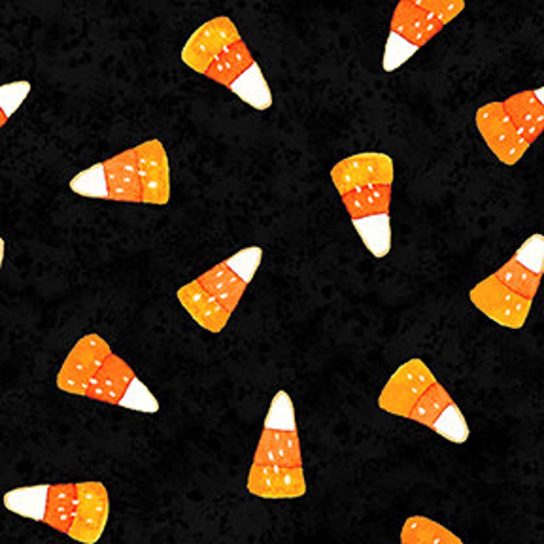 Halloween Cotton Fabric by the Yard - Halloween Monsters Candy Corn ...