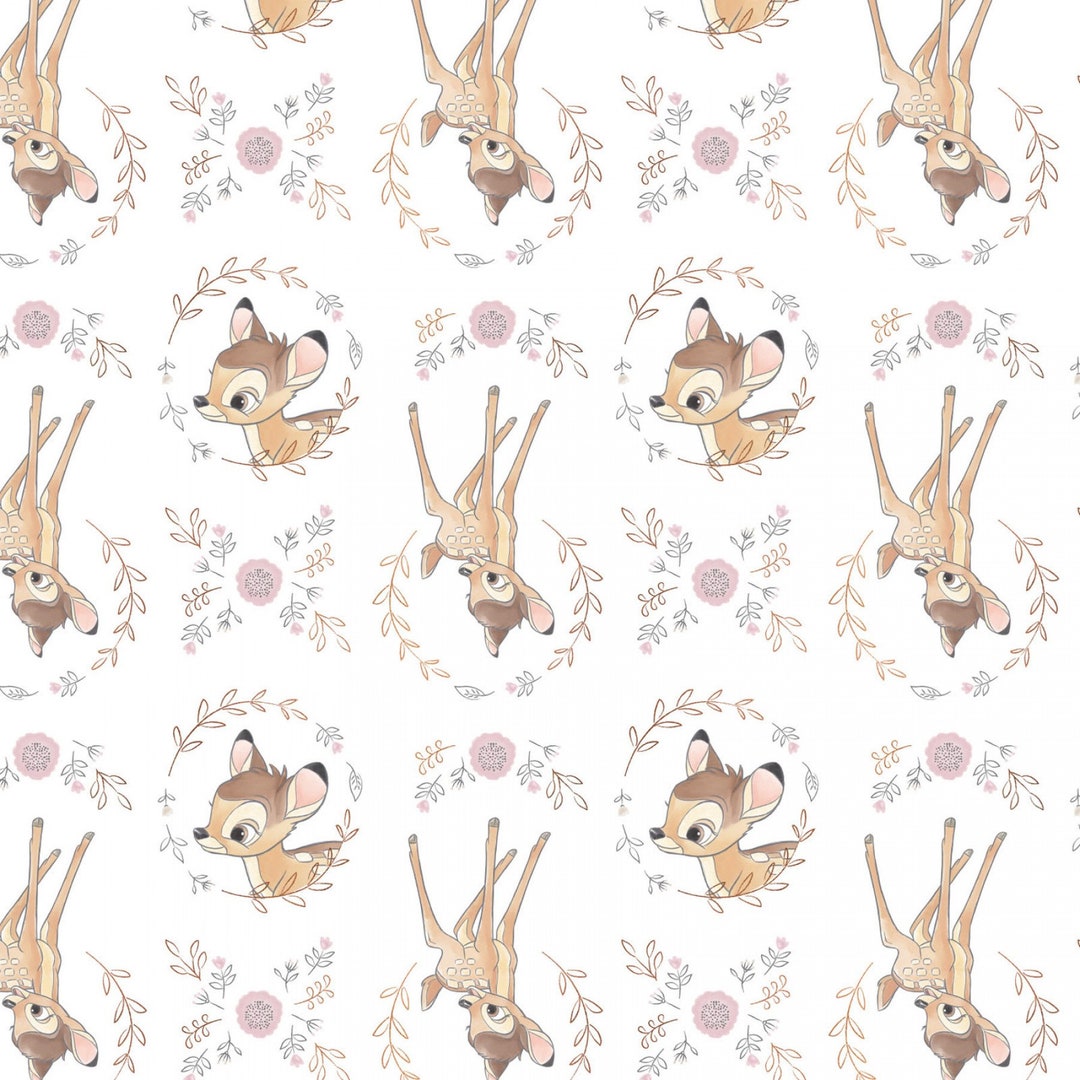 Bambi Fabric by the Yard - Disney Sweet Bambi With Metallic Copper ...