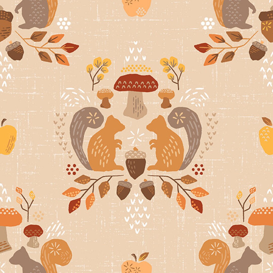Woodland Cotton Fabric by the Yard - Autumn Woods Main - Zirkus Design for Paintbrush Studio ...