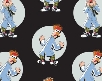 Muppets Cotton Waldorf and Statler on Black by Camelot, Fabric by the ...