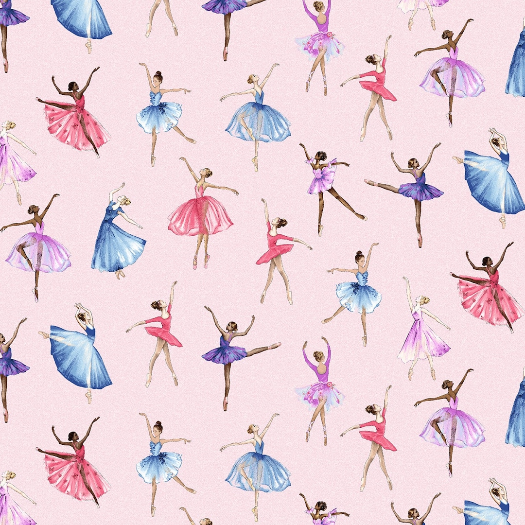 Ballerina Cotton Fabric by the Yard - Tiny Dancers Pink - Henry Glass ...