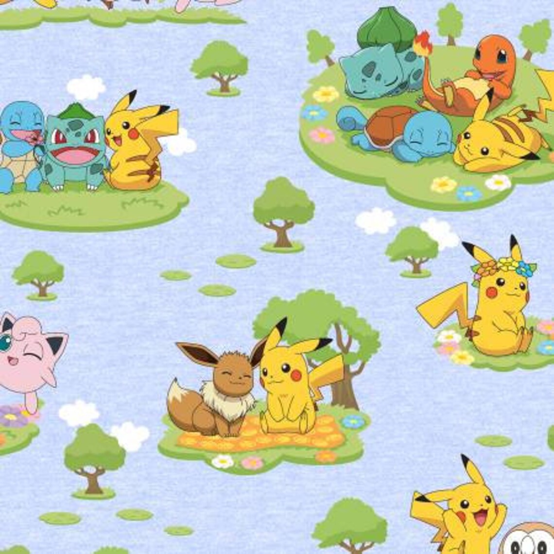 Pokemon Cotton Fabric by the Yard Pokemon Picnic Robert - Etsy