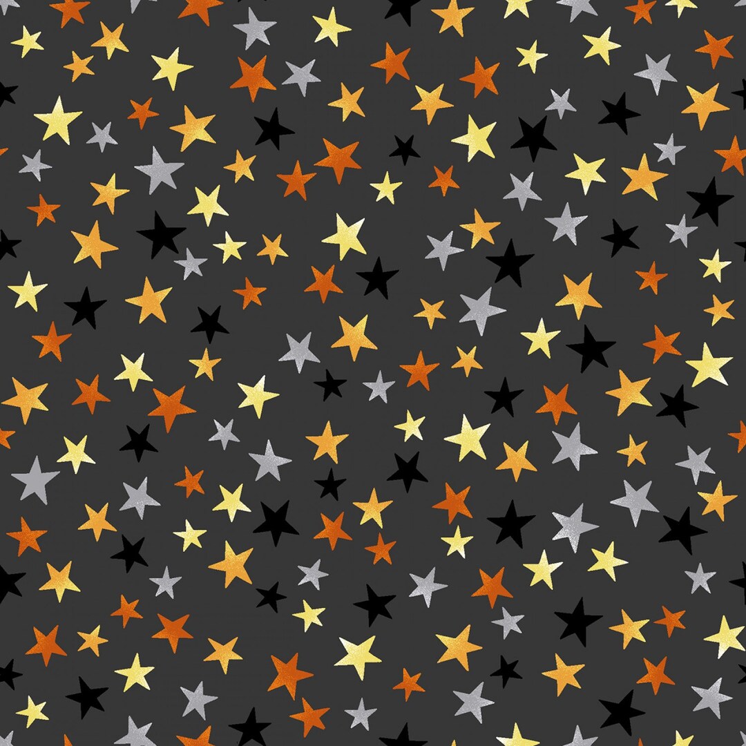 Star Cotton Fabric by the Yard - Midnight Magic Stars Charcoal - Studio ...
