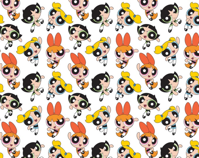 Powerpuff Girls Cotton Fabric by the Yard Powerpuff Girls Girls Packed ...